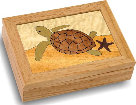 Marqart Sea Turtle Wood Jewelry Box Handmade Usa