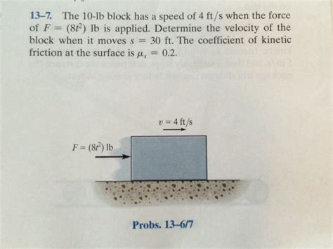 solved 13 7 the 10 lb block has a speed of 4 ft s when