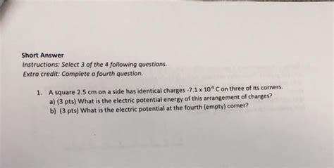 solved short answer instructions select 3 of the 4
