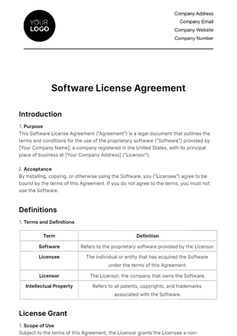 Free Software License Agreement Hr Template To Edit Online