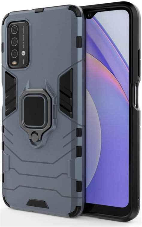 Xiaomi Redmi 9T Hoesje Met Kickstand Ring Houder Blauw GSMpunt Nl