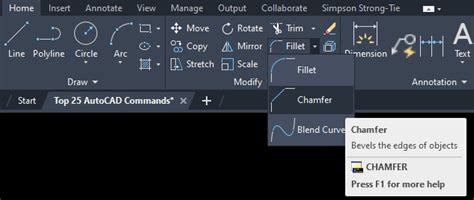 Autocad Chamfer Command