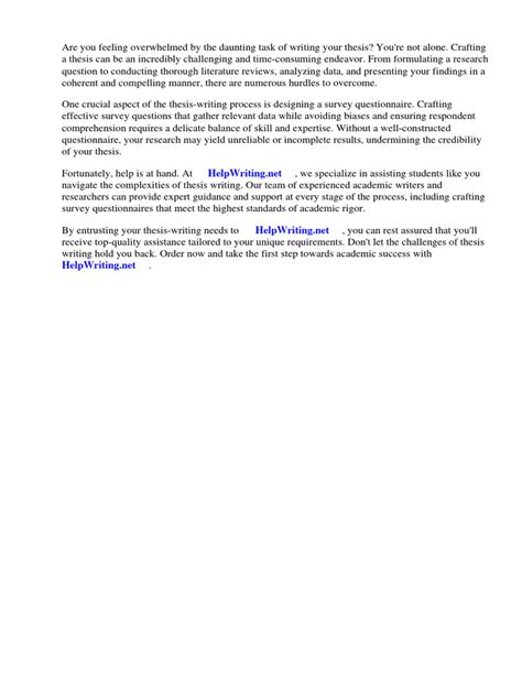 Thesis Survey Questionnaire Example Pdf Survey Methodology Questionnaire