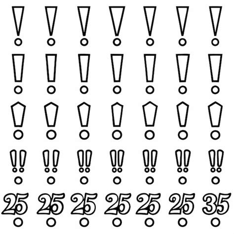Conjunto De 25 Signos De Exclamación Y Números únicos Vector Premium