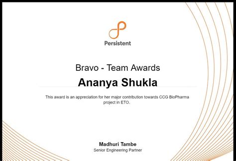 Ananya Shukla On Linkedin Persistentsystems Award Bravo 45 Comments