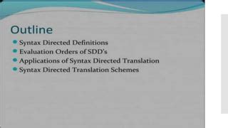 Implementation Of Syntax Directed Schemes Ppt Pptx
