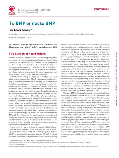 Pdf To Bnp Or Not To Bnp