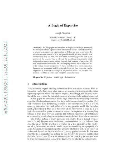A Logic Of Expertise Download Free Pdf Modal Logic Theorem