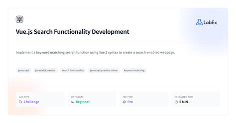 vue js search functionality development labex