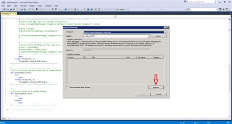 C Ironpython Remote Debugging With Ptvs Stack Overflow