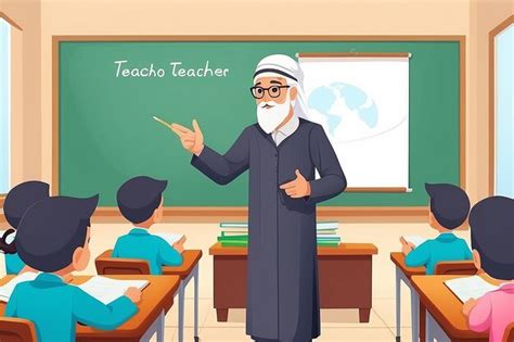 Premium Photo Islamic Teacher Teaching In Class Room Illustration Background Eps