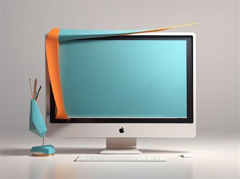 Premium AI Image Computer Display Blank Screen Monitor Mockup