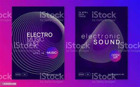 네온 클럽 전단지 전기 댄스 음악 트랜스 파티 Dj 전자 사운드 페스트 테크노 이벤트 포스터 Dj에 대한 스톡 벡터 아트 및 기타 이미지 Istock