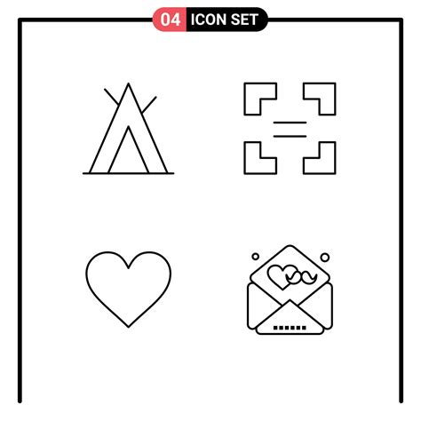 Set Of 4 Modern Ui Icons Symbols Signs For Camp Twitter Full Screen