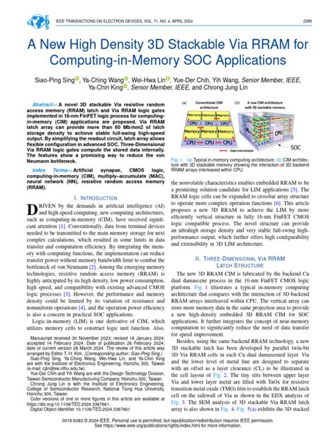 3d Via Rram For Cim Socs Pdf Logic Gate System On A Chip