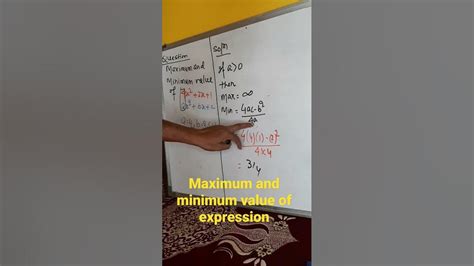 findingmaximumand minimum value of quadratic expression youtube