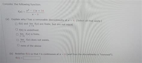 Solved Consider The Following Function F X X−6x2−15x 54