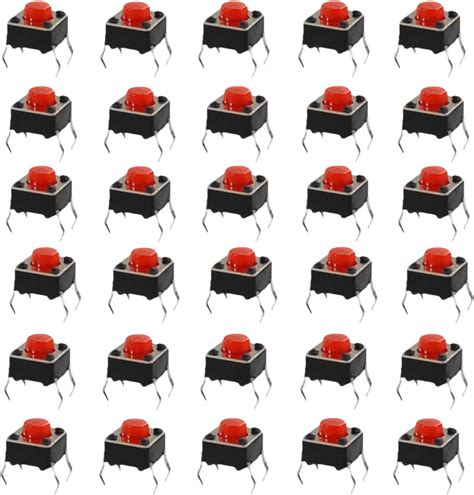 Push Button RED Tactile Micro Switch 12mm 4 Pin Pack Of 50 Amazon In Home Improvement