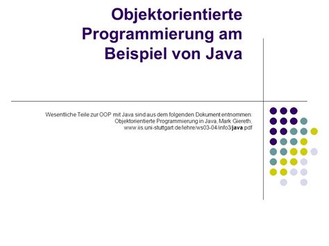 Objektorientierte Programmierung Am Beispiel Von Java Ppt Video