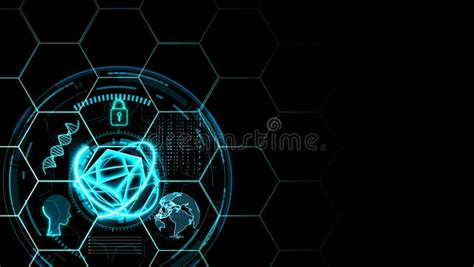 Cube With Atom Blockchain And Holographic Futuristic Digital Technology With Brain Line Matrix