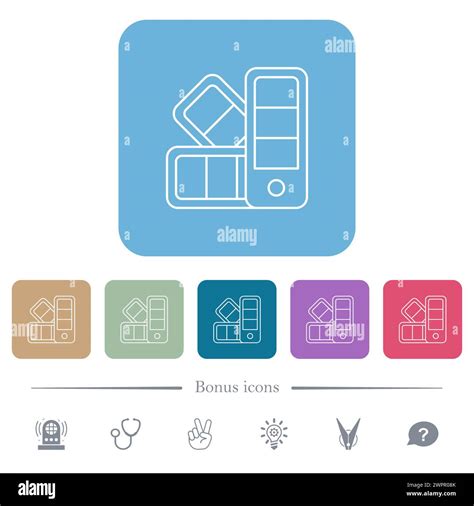 Color Palette Outline White Flat Icons On Color Rounded Square Backgrounds 6 Bonus Icons