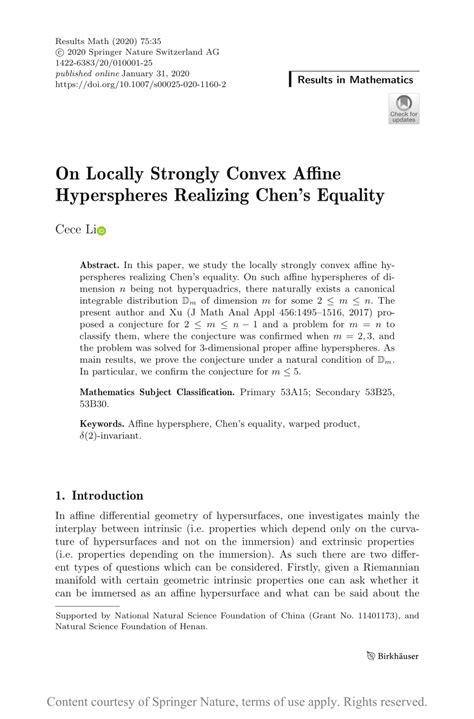 On Locally Strongly Convex Affine Hyperspheres Realizing Chens Equality Request Pdf