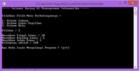 Coding C Penggunaan Function Void Dalam Program Perhitungan Volume Tabung Limas Dan Bola