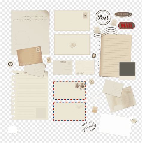모듬 노트북 그림 콜라주 종이 봉투 엽서 메일 유클리드 빈티지 엽서 다른 사각형 캡슐화 된 Postscript Png Pngwing