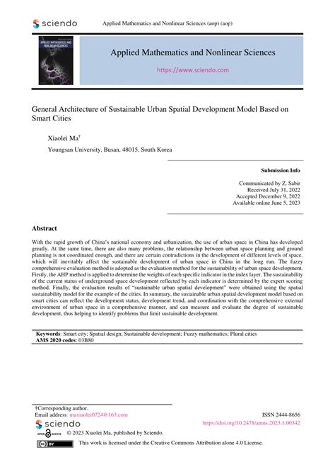 Pdf General Architecture Of Sustainable Urban Spatial Development Model Based On Smart Cities