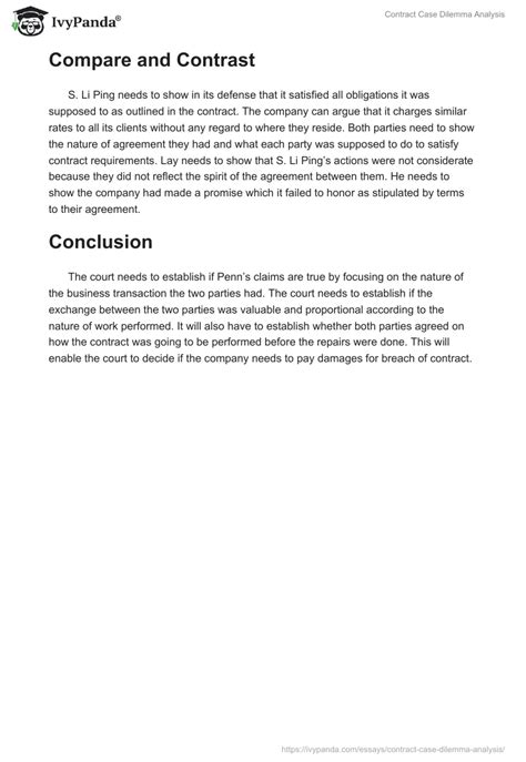 Contract Case Dilemma Analysis 548 Words Essay Example