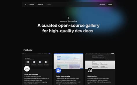 Github Hashnodeawesome Docs Gallery A Crowdsourced Open Source Gallery For High Quality Dev