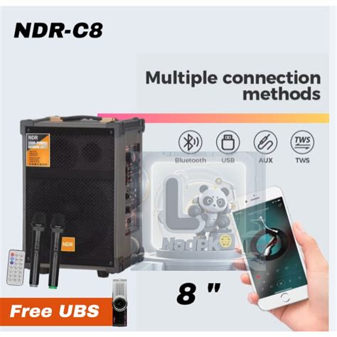 Ndr C12 Ndr C8 Rechargeable Amplifier Speaker Wood Trolley Bluetooth Speaker With 2 Wireless