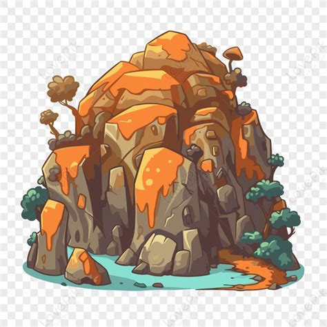 디지털 애니메이션을 위한 만화 바위 섬 벡터둥근 돌클립 아트 Png 일러스트 무료 다운로드 Lovepik