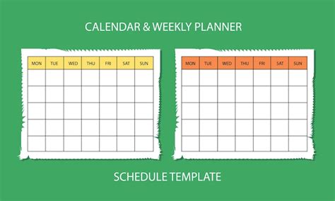 Calendar And Weekly Planner Schedule Template Premium Vector