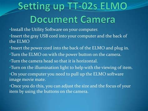 Using An Elmo Document Camera In The Classroom Powerpoint Pptx