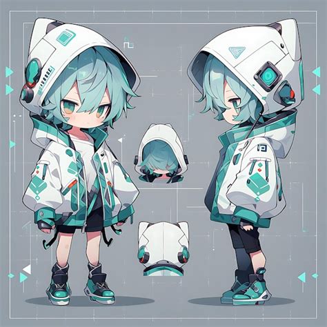 Premium Photo Character Anime Of Male Chibi Kawaii Hacker Fashion Matrix Green Binary Code Cu