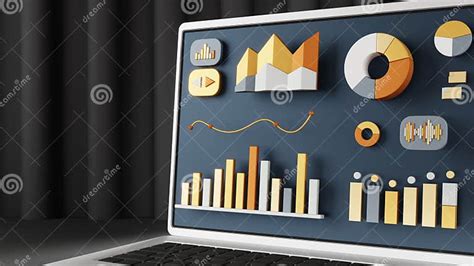 Elements Of The Data Analysis Interface On A Laptop Screen Standing At