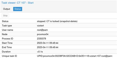 Proxmox Ve Task Error Ct Is Locked Snapshot Delete
