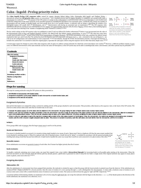 Cahn Ingold Prelog Priority Rules Pdf Stereochemistry Physical Sciences