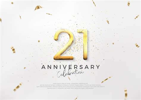 심플하고 화사한 21주년 기념 디자인 고급스럽고 우아한 골드 넘버 프리미엄 벡터
