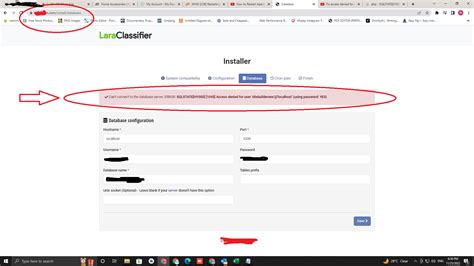مشكلة Can t connect to the database server نفذلي