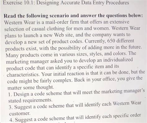 Solved Exercise 101 Designing Accurate Data Entry