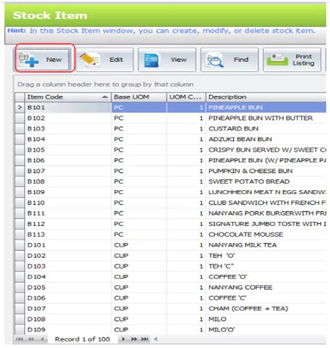 Chapter Stock Item Maintenance CY GRP