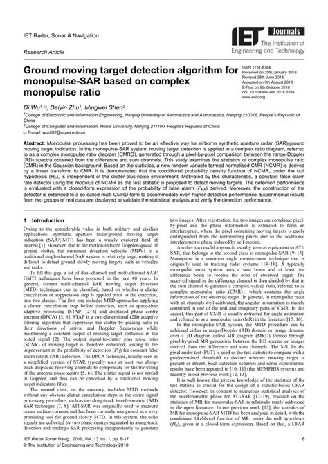 A Ground Moving Target Detection Algorithm For Monopulse Sar Based On