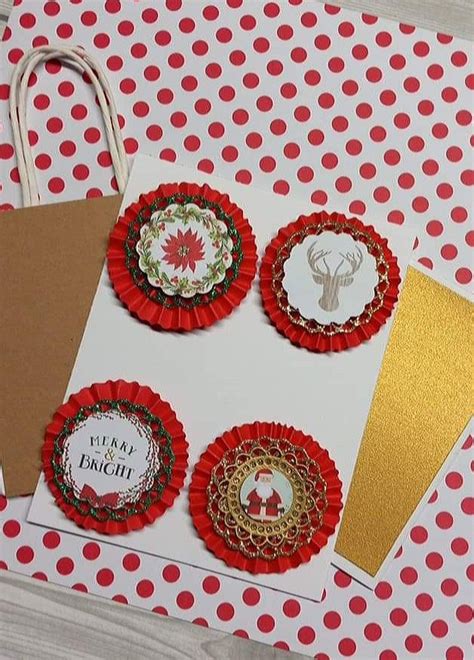 Red Christmas Rosettes Winter Rosettes Handmade Paper Rosettes Cute Xmas Small Rosettes 2