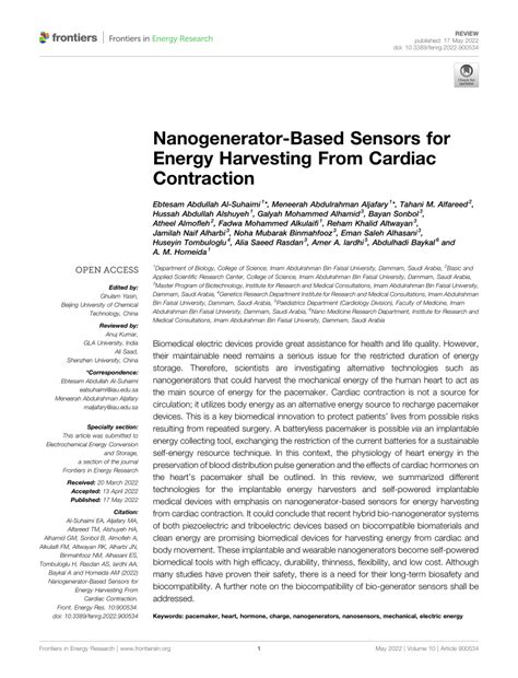 PDF Nanogenerator Based Sensors For Energy Harvesting From Cardiac Contraction