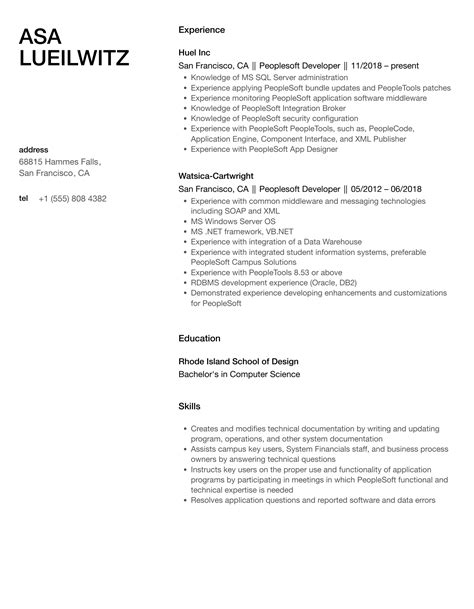 Peoplesoft Developer Resume Samples Velvet Jobs