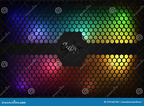 Multicolor Neon Backlight Under Glossy Black Hexagonal Grid Gamer