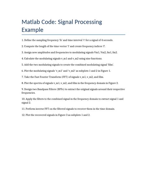 Signal Processing Code Steps Pdf