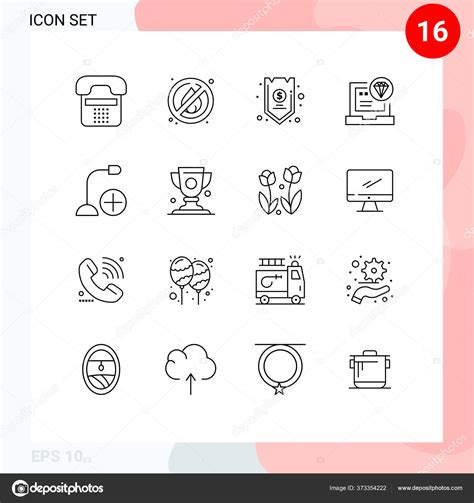 Mobile Interface Outline Set Pictograms Develop Code Safe Browser Insurance Stock Vector By